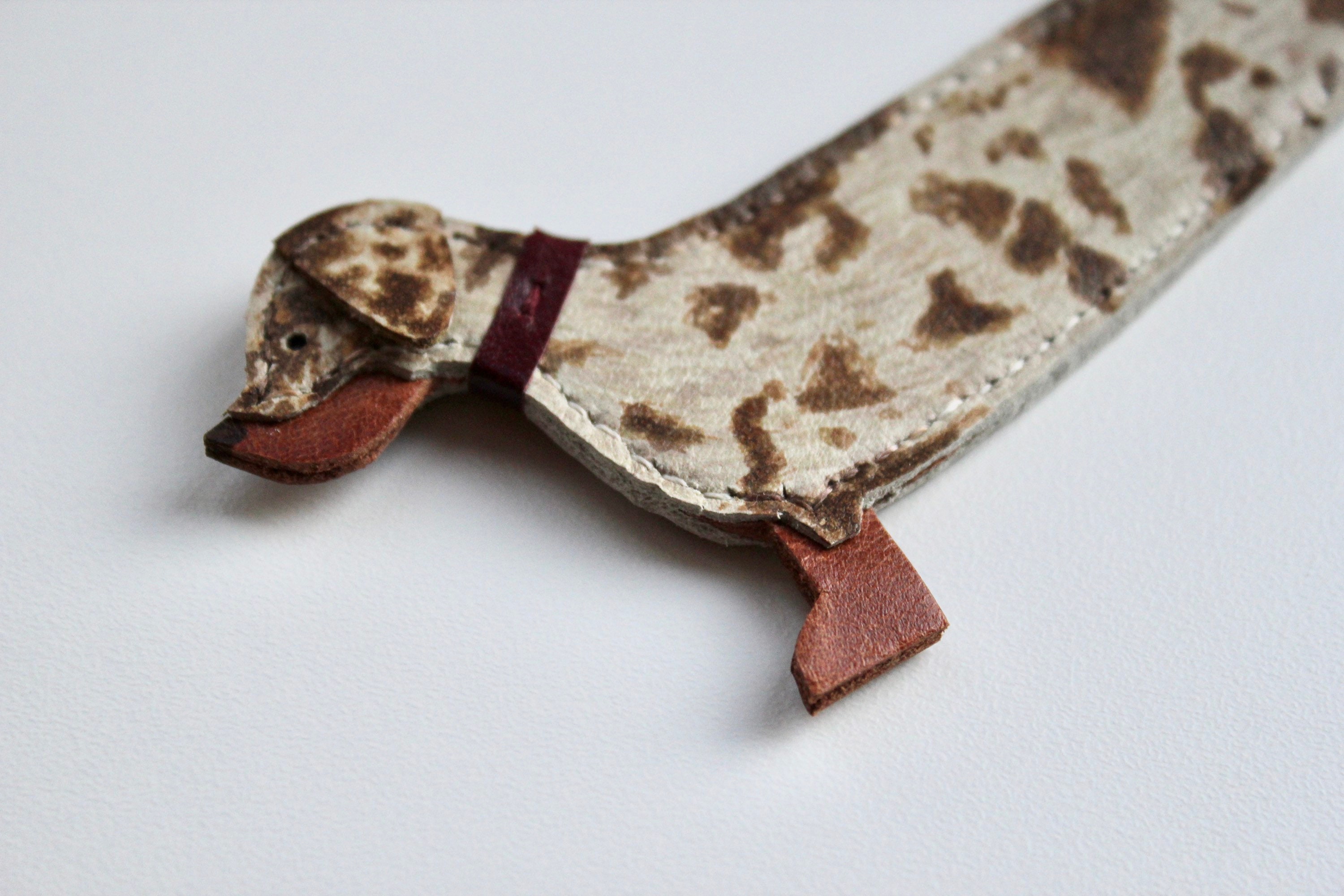 Dapple Dachshund Bookmark Sausage Dog Custom Leather - Etsy