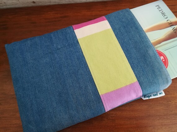Denim book sleeve book protector paperback & hardback book | Etsy