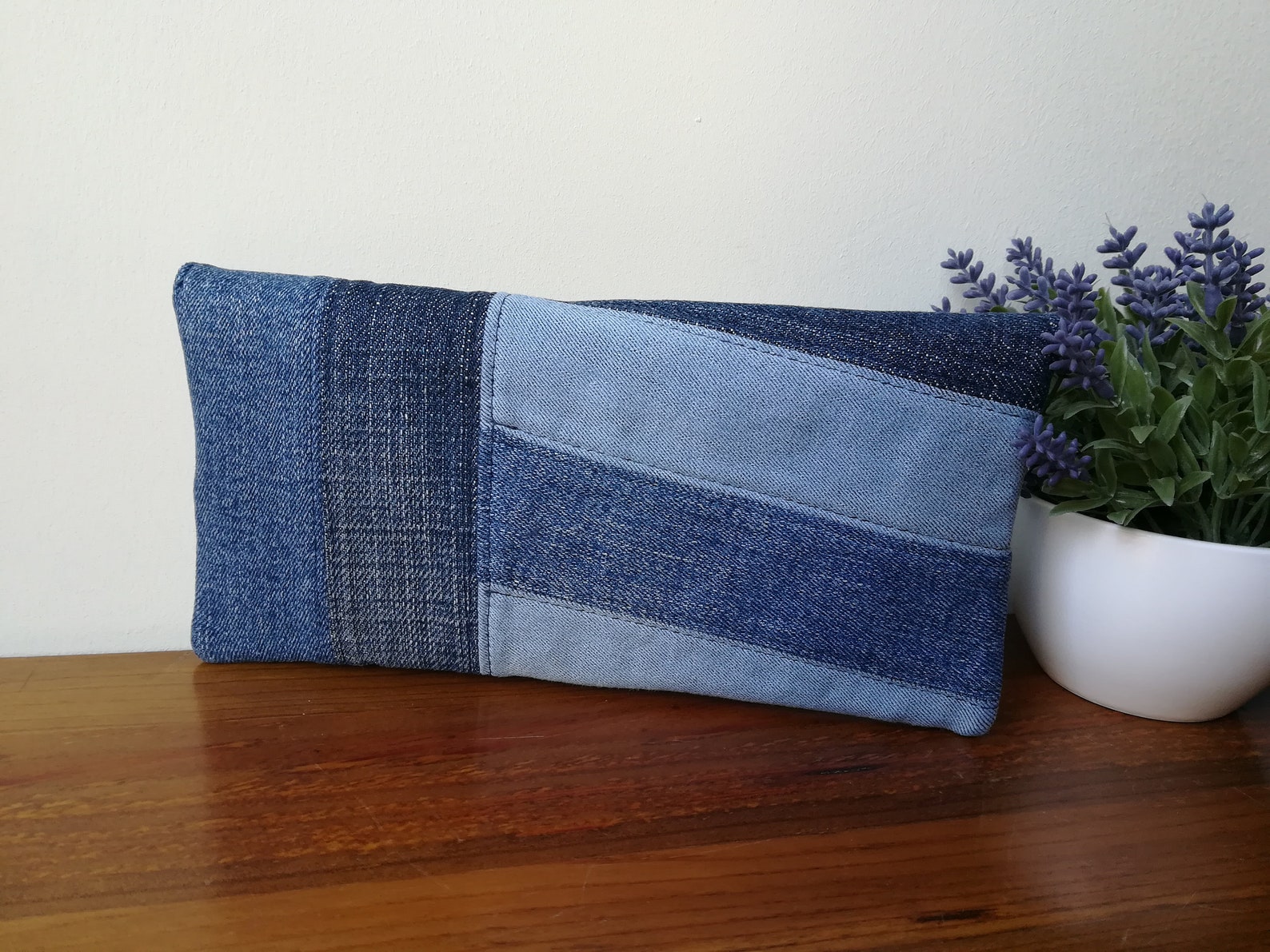 Denim wallet 8 x 4.3 long wallet for women eco | Etsy