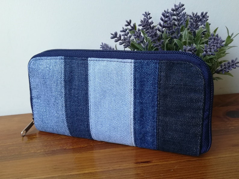 Denim Zipper Wallet 8 X 4 Jeans Long Wallet for - Etsy