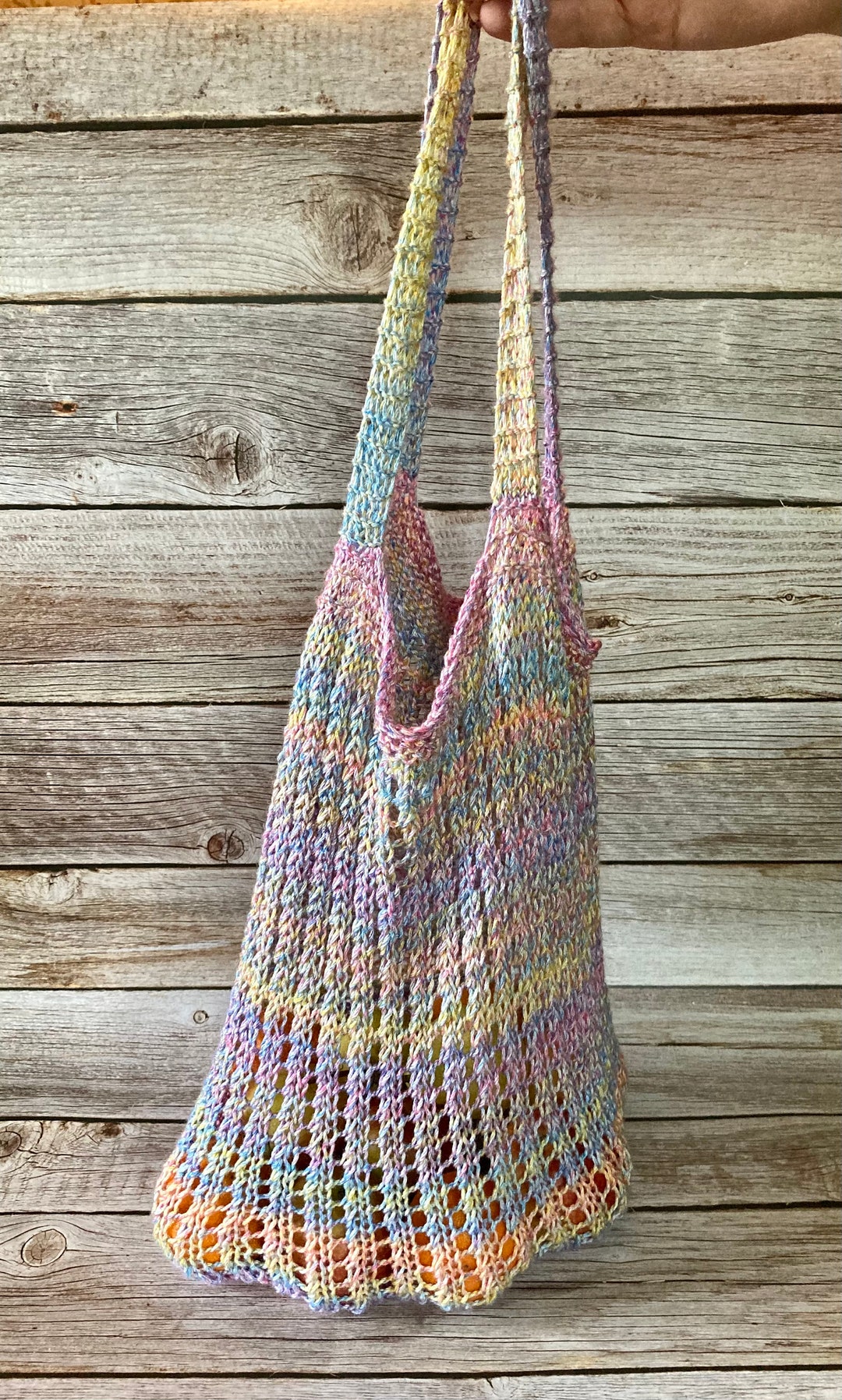 Hand Knitted Pastel Colours Shoulder Market Bag - Etsy