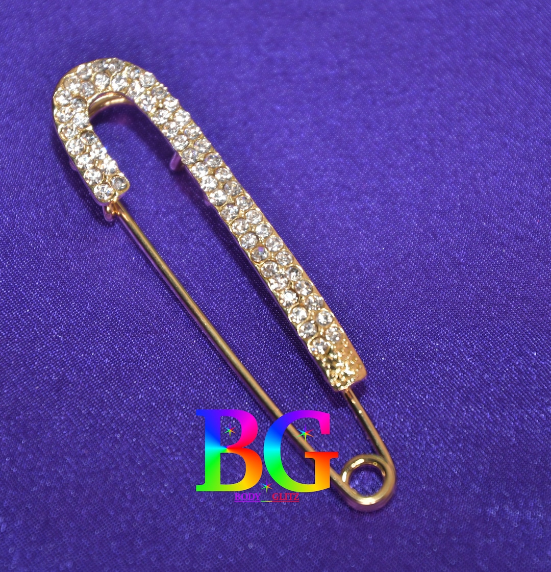 Gold Rhinestone Safety Pin Brooch: Versatile Lapel Pin - Etsy