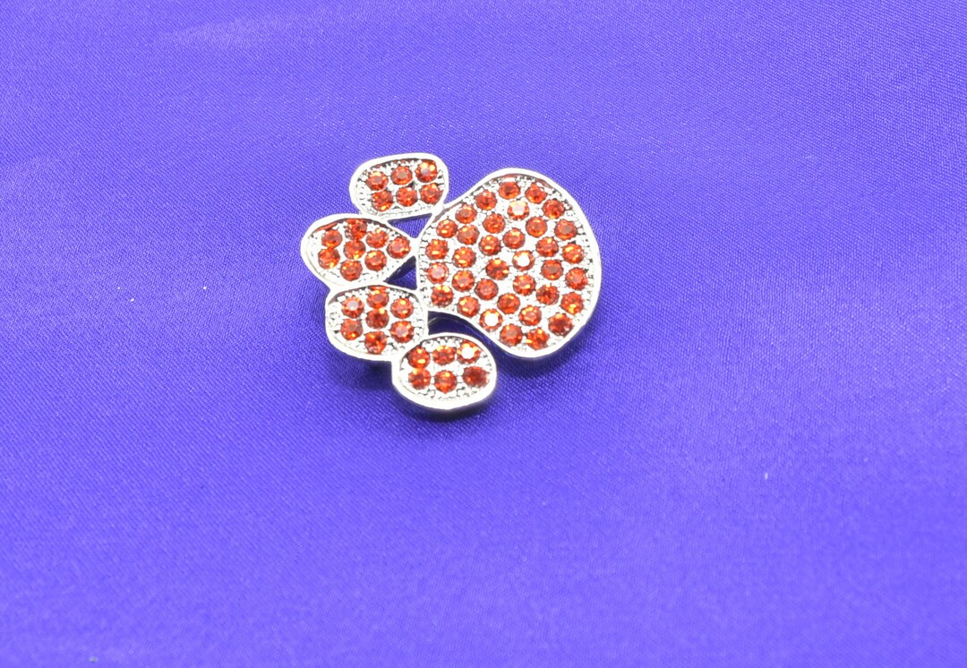 Clemson Tigers Paw Rhinestone Lapel Pin: Orange Brooch - Etsy