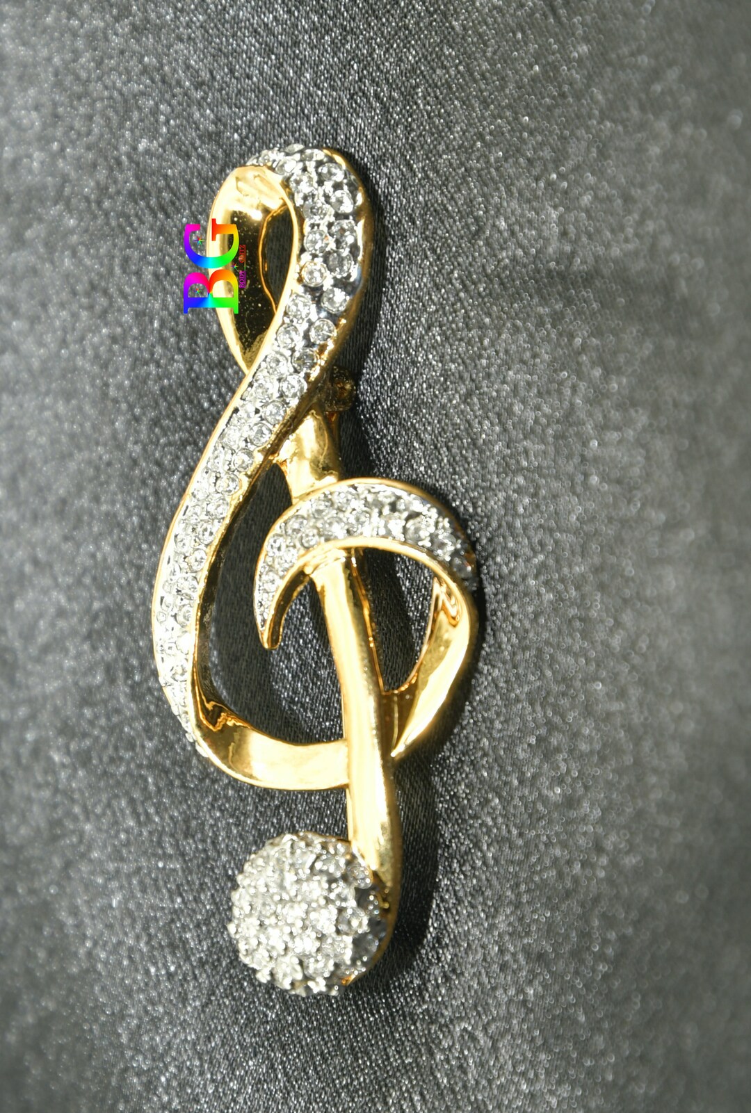 Rhinestone Music Note Brooch: Musical Lapel Pin - Etsy