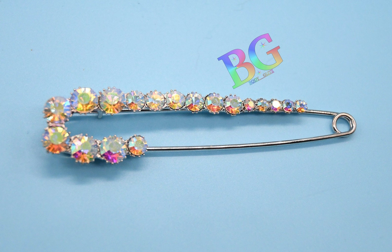 Rainbow Rhinestone Safety Pin Brooch: Sparkle Lapel Pin - Etsy