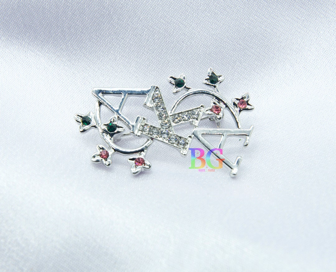 Pink & Silver Alpha Kappa Alpha Pin | AKA Vine Brooch | College ...