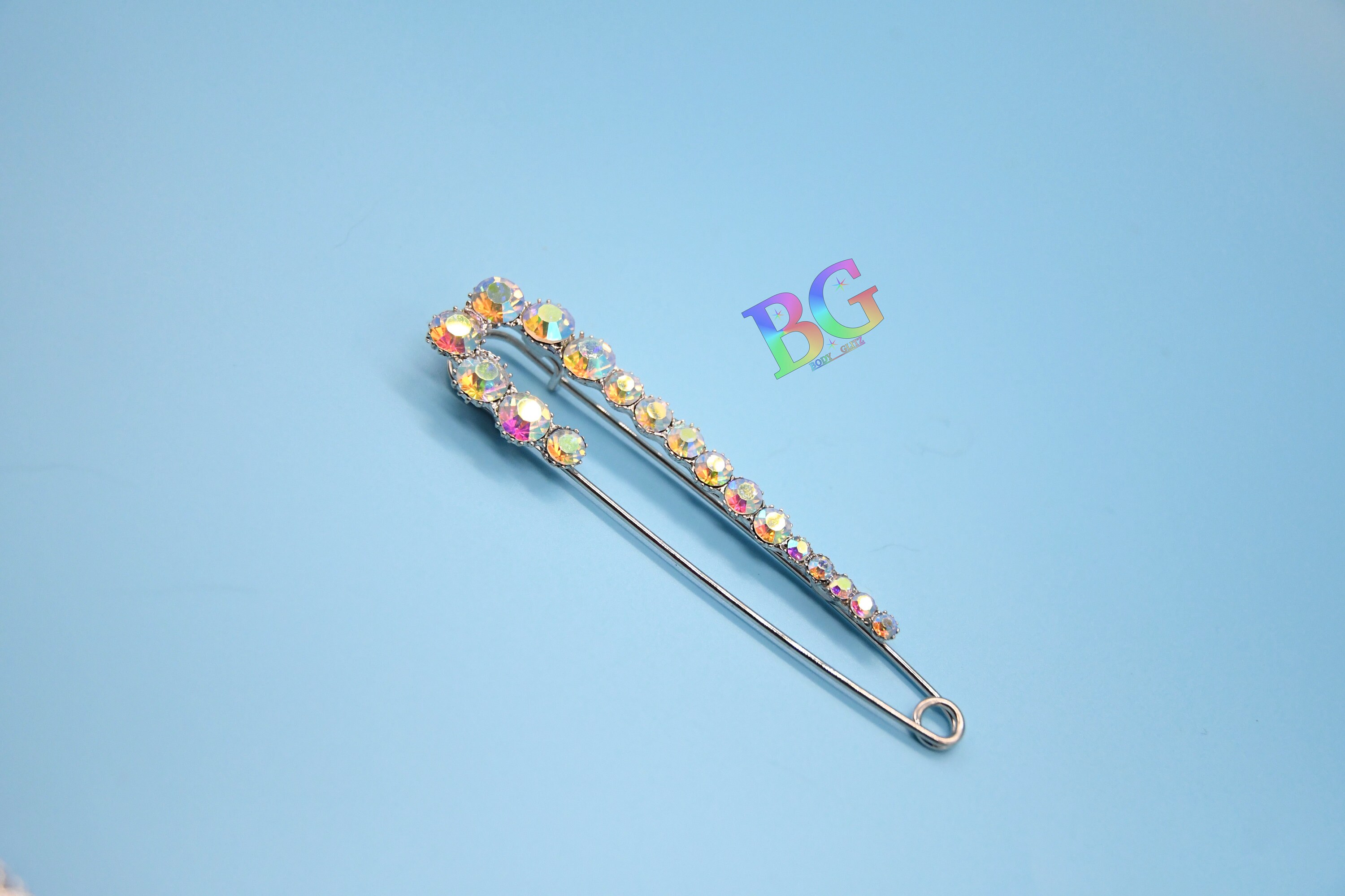 Rainbow Rhinestone Safety Pin Brooch: Sparkle Lapel Pin - Etsy