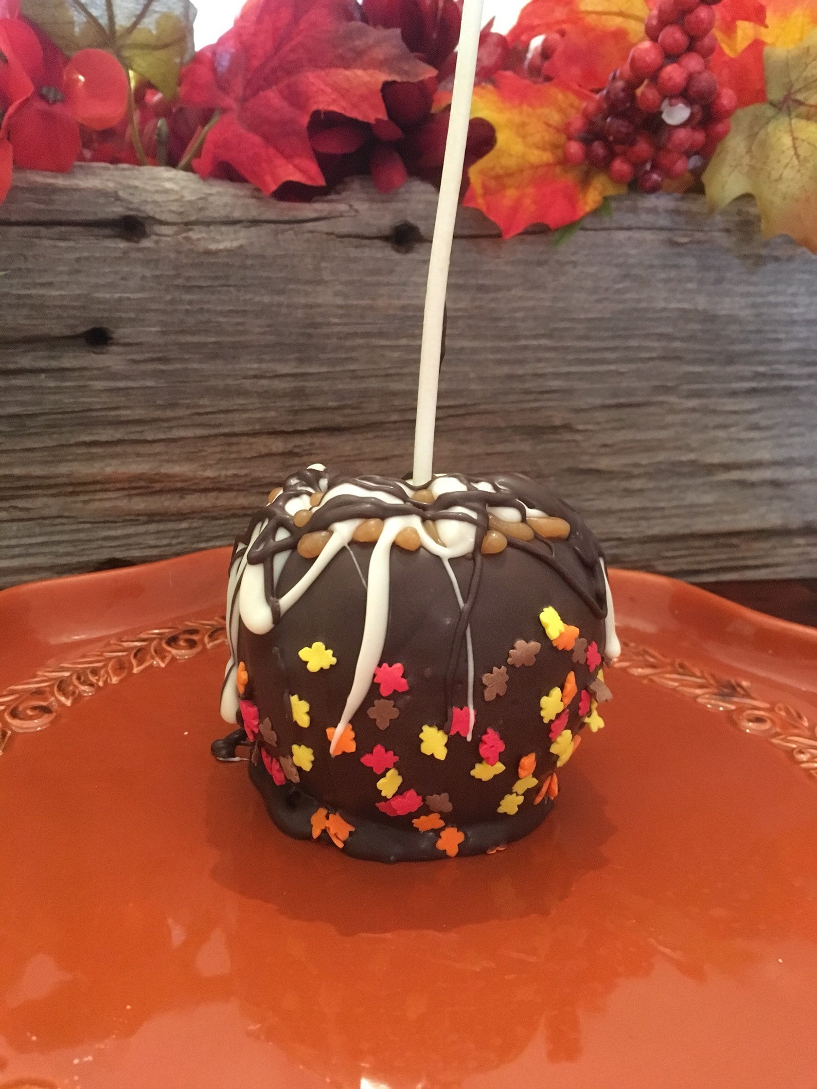 Chocolate Fall Leaf Caramel Apple Fall Treat Fall Desserts - Etsy