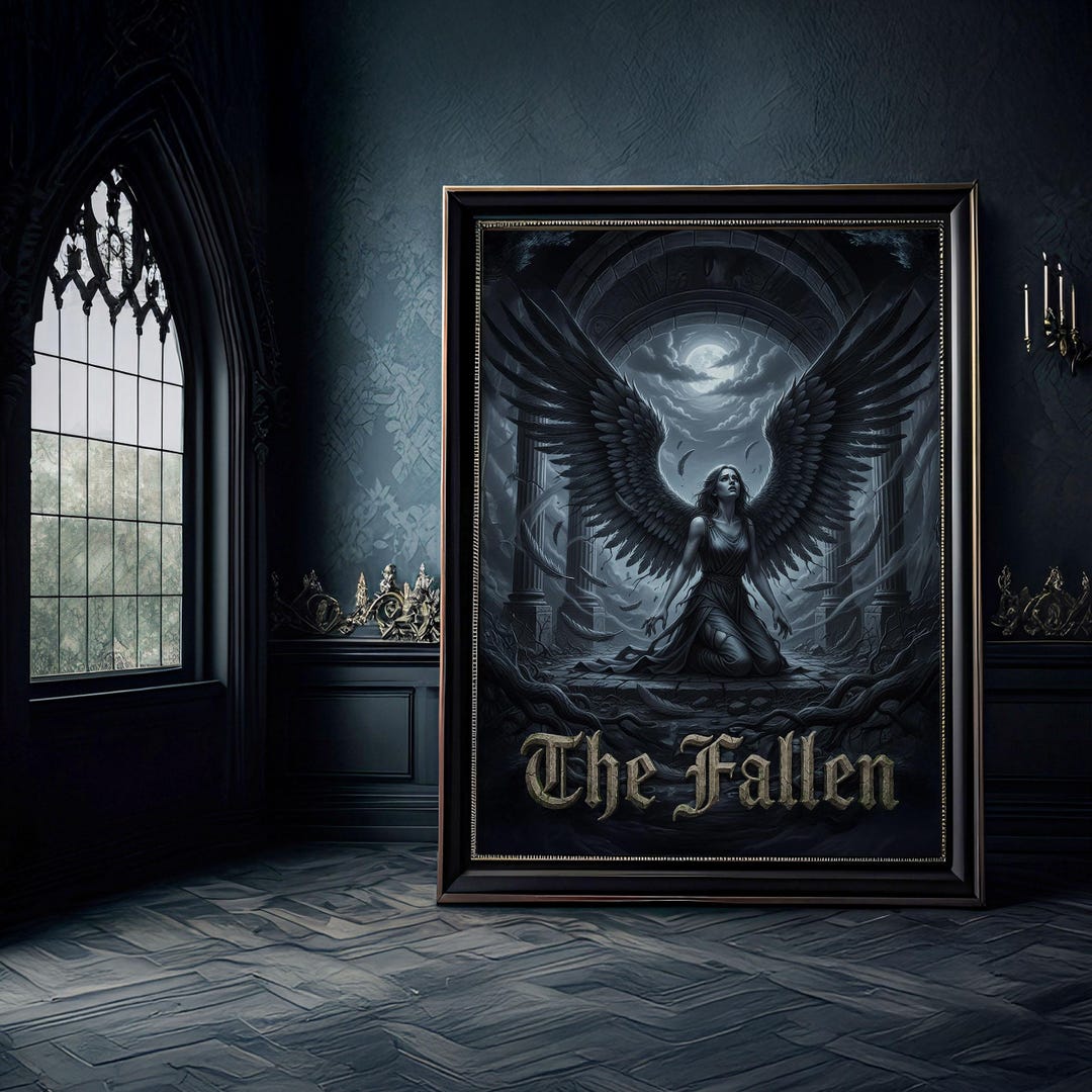 The Fallen Angel Dark Academia Wall Art Poster Gothic Celestial Fantasy ...