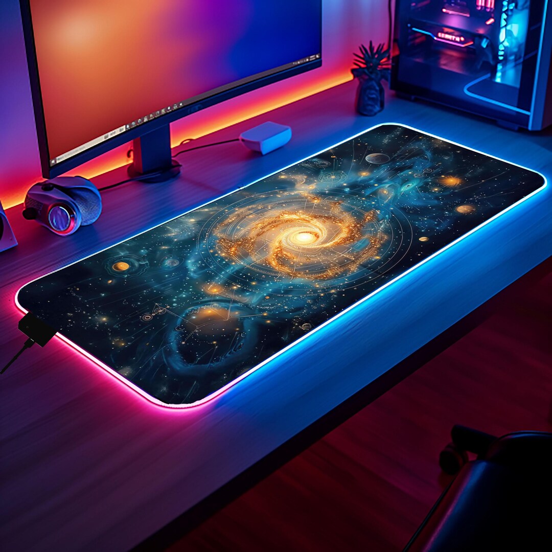 Celestial Gaming Pad, LED RGB Desk Mat, Lighting Large Galaxy Desk Mat ...