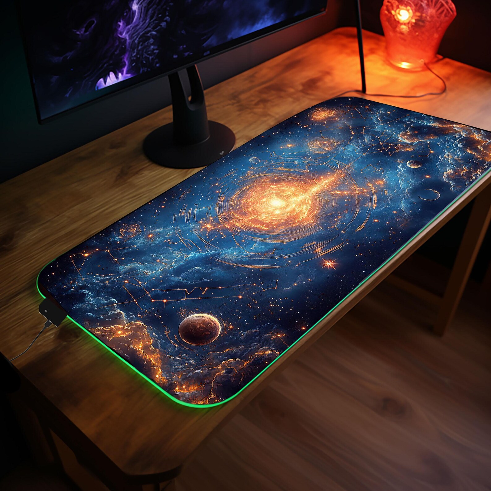 Celestial Gaming Pad, LED RGB Desk Mat, Lighting Large Galaxy Desk Mat ...