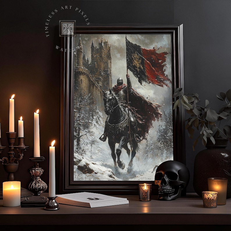 Ren Faire Knight Art | Epic Medieval Knight Artwork Riding Black Horse ...