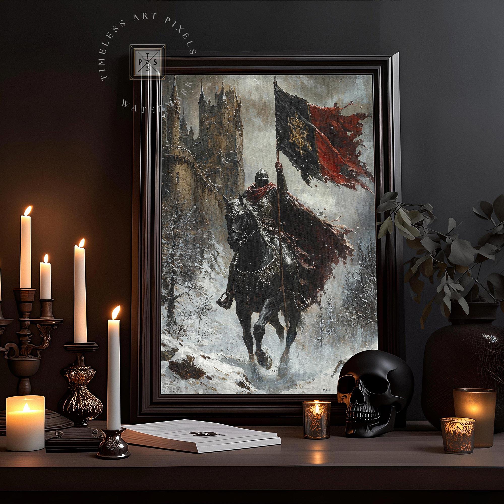 Ren Faire Knight Art | Epic Medieval Knight Artwork Riding Black Horse ...