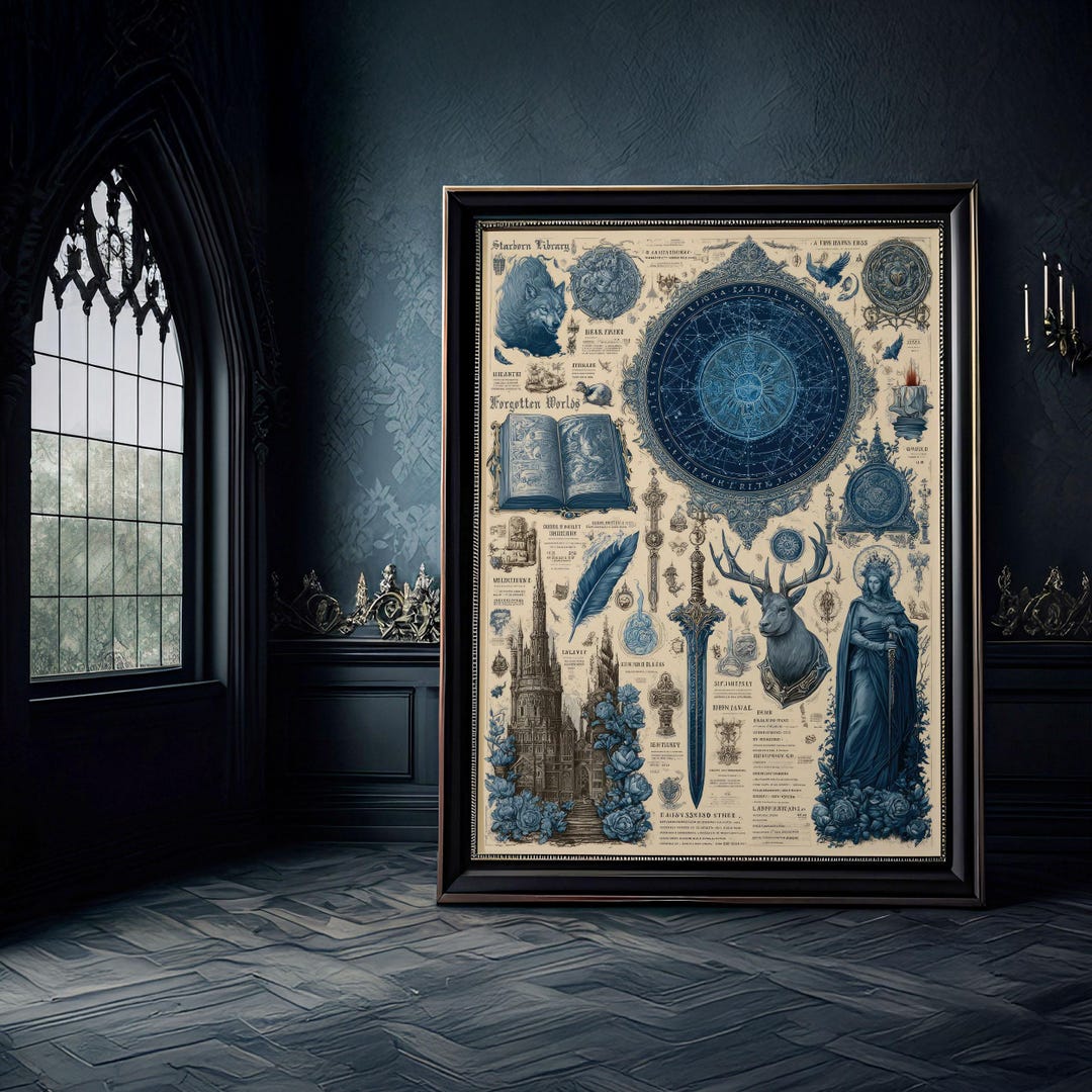 Library of Forgotten Worlds - Dark Academia Fantasy Poster With Fae ...