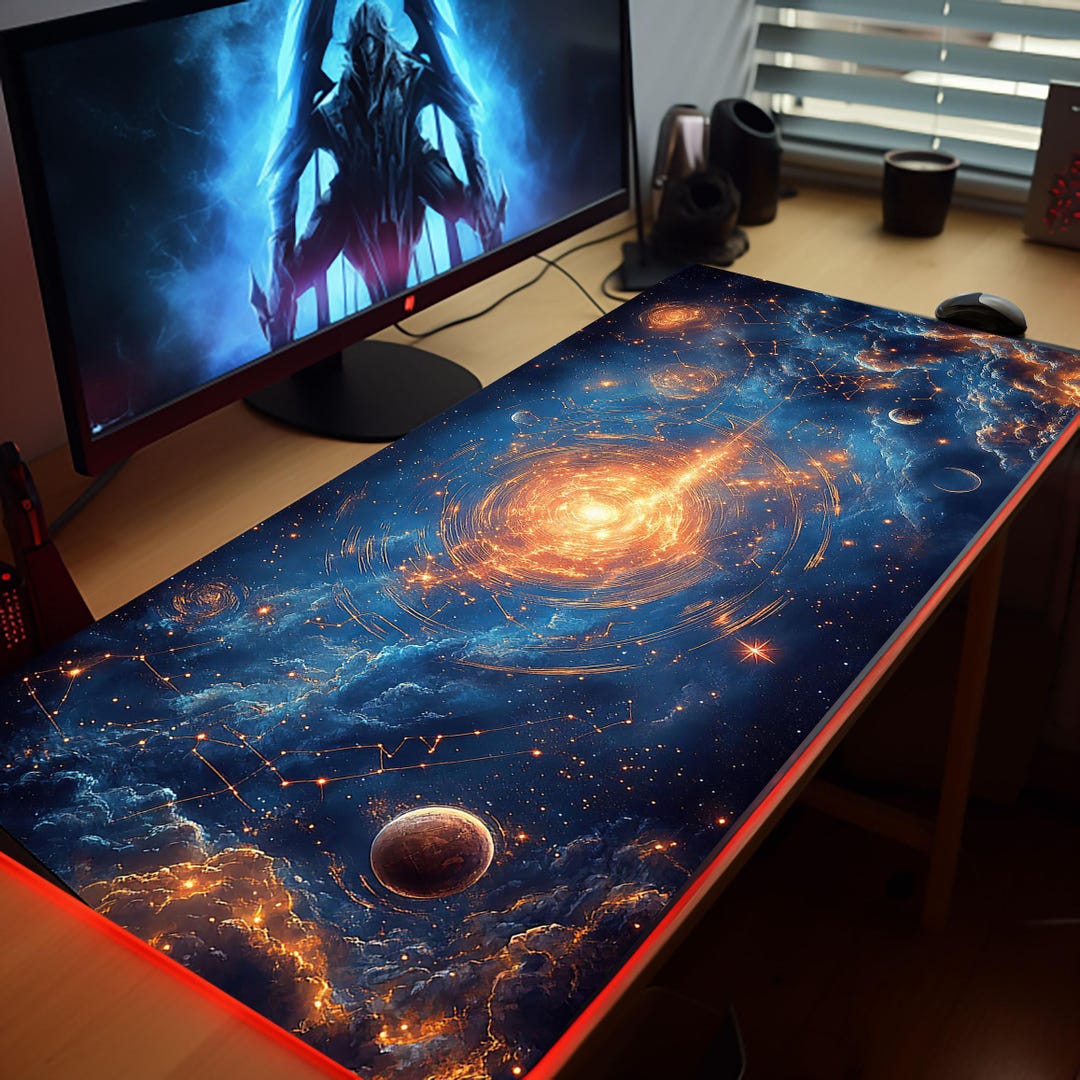 Celestial Gaming Pad, LED RGB Desk Mat, Lighting Large Galaxy Desk Mat ...