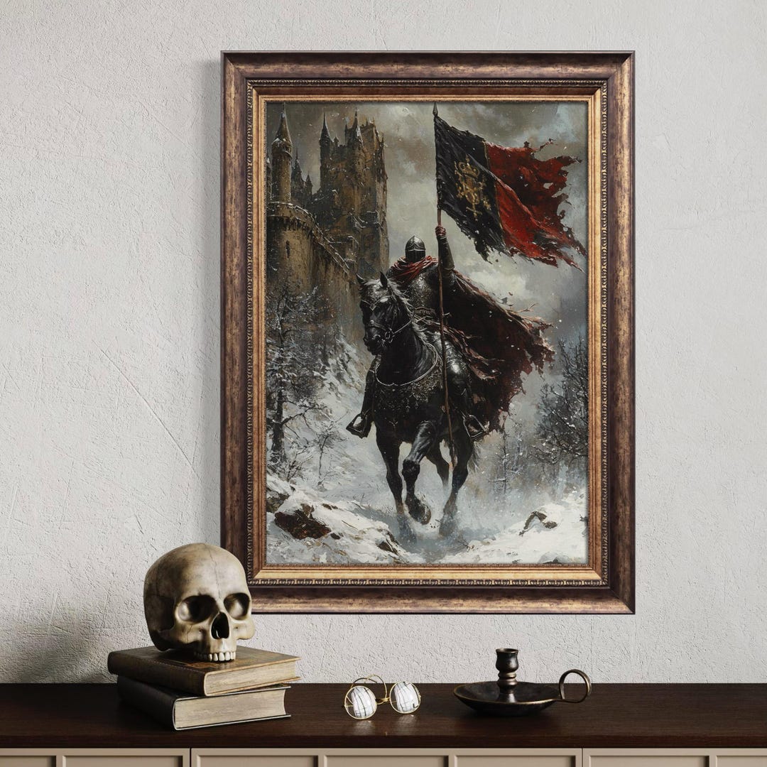 Ren Faire Knight Art | Epic Medieval Knight Artwork Riding Black Horse ...