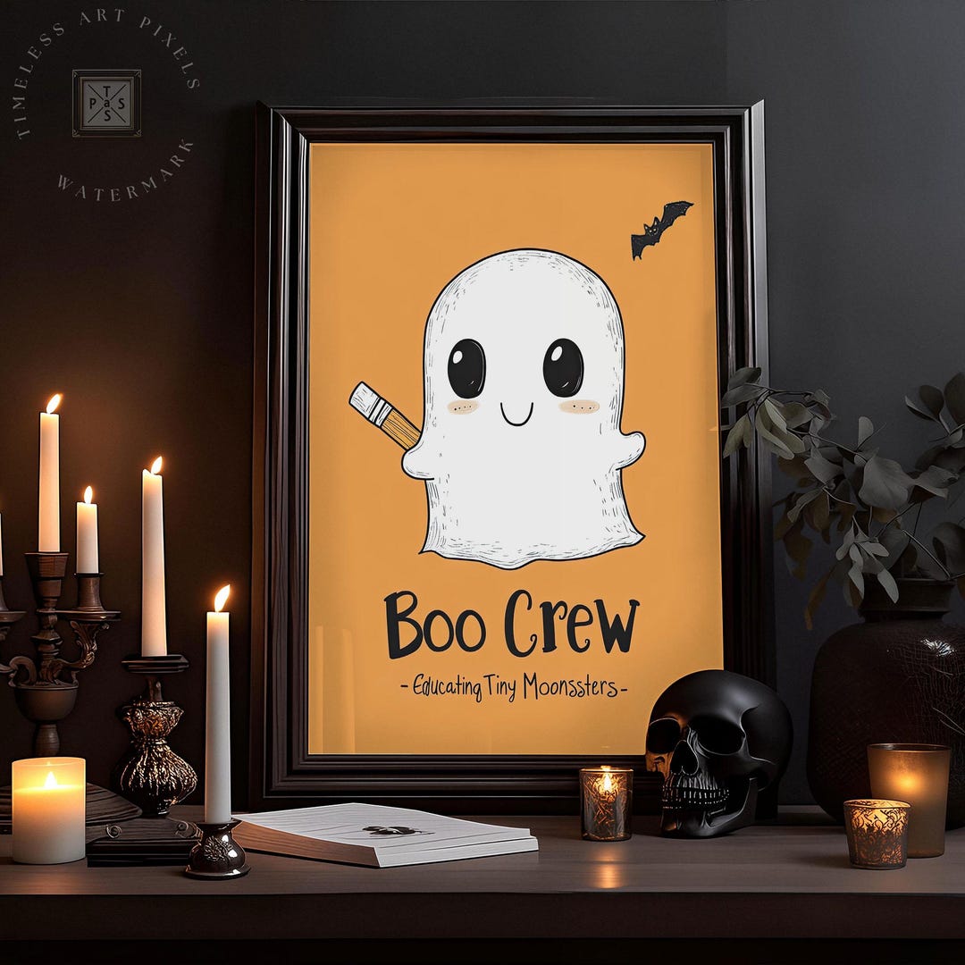 Ghost School Art Boo Crew First Grade Halloween Classroom Wall Art ...