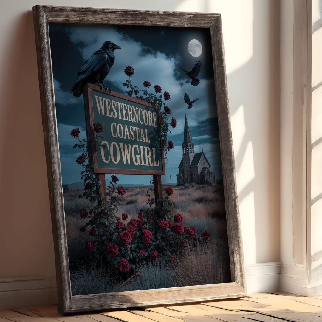 Westerncore Coastal Cowgirl Poster Print Gritty Vintage Western Wall ...