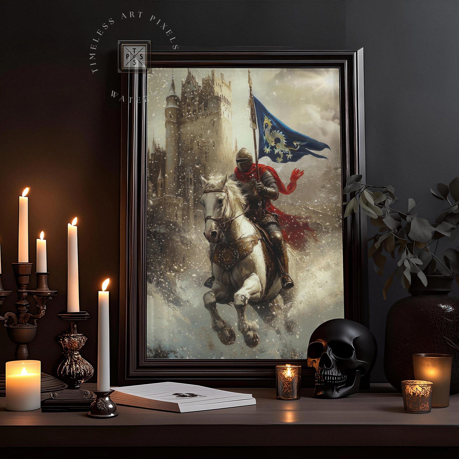 Ren Faire Knight Art | Epic Medieval Knight Artwork Riding Black Horse ...