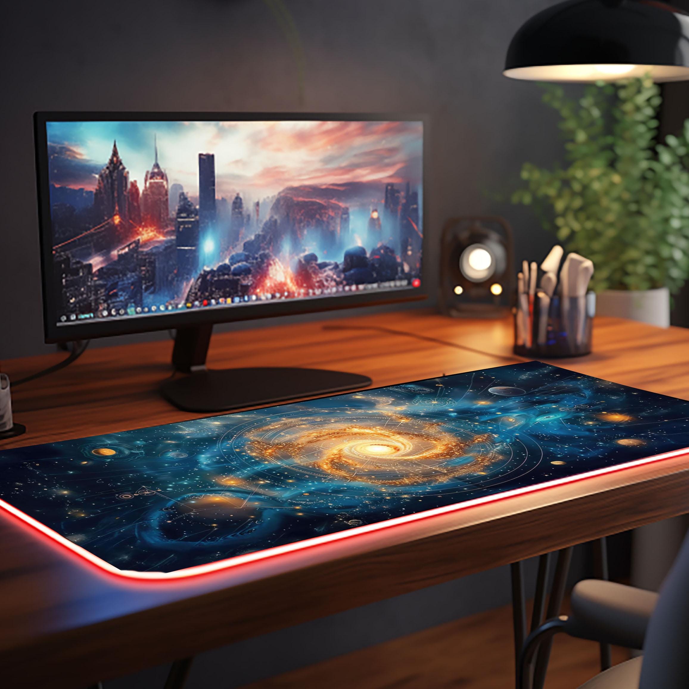Celestial Gaming Pad, LED RGB Desk Mat, Lighting Large Galaxy Desk Mat ...