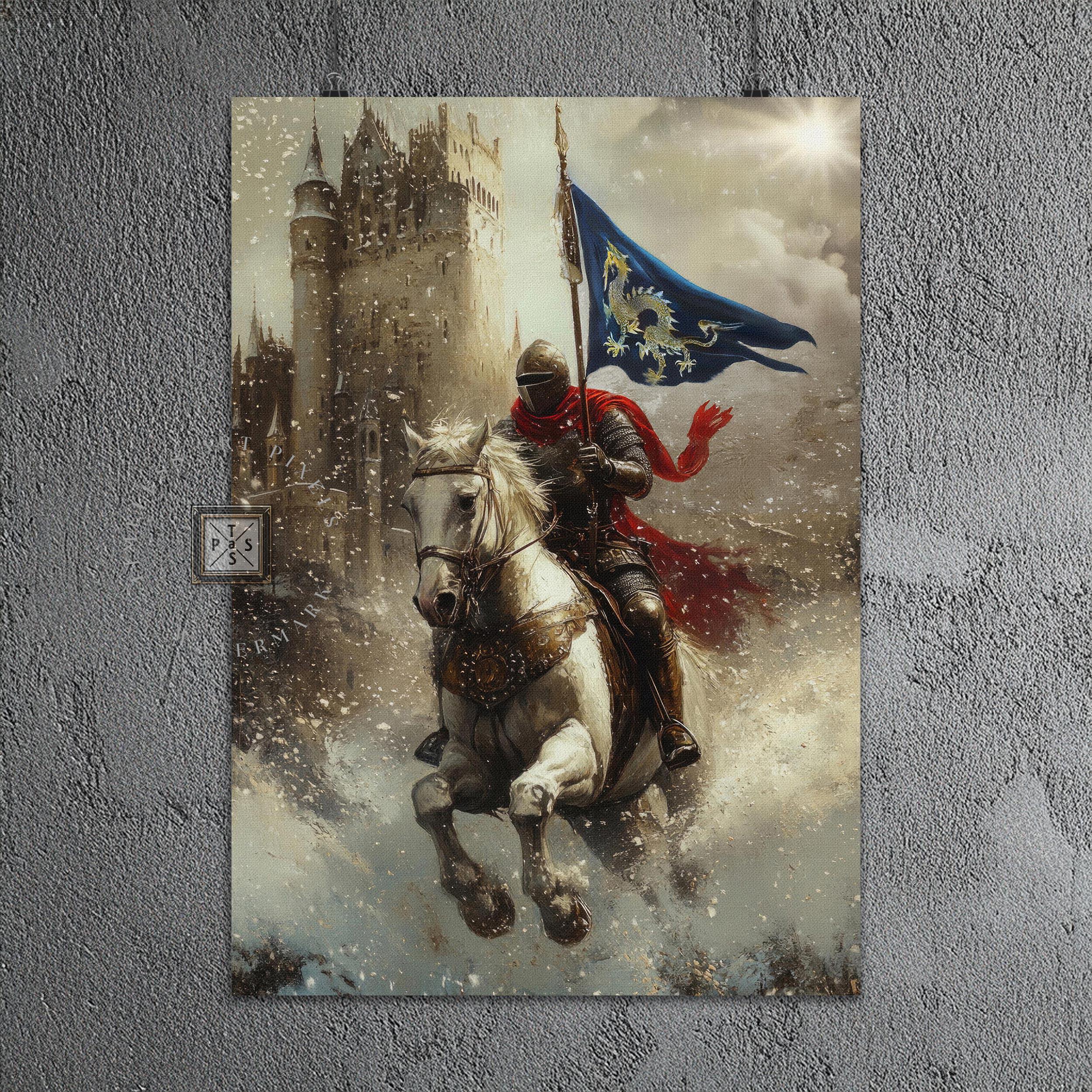 Ren Faire Knight Art | Epic Medieval Knight Artwork Riding Black Horse ...