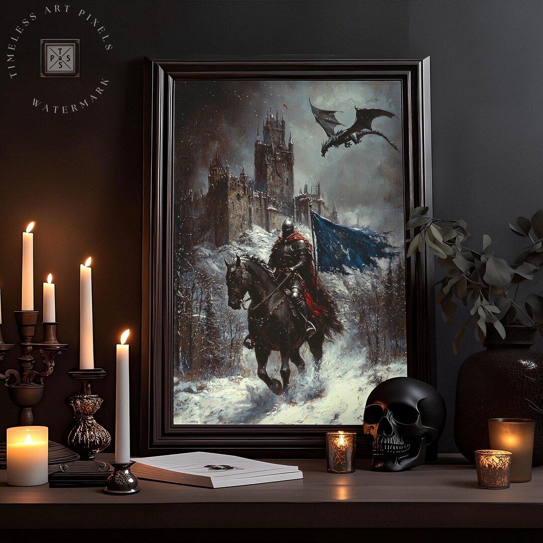 Ren Faire Knight Art | Epic Medieval Knight Artwork | Snowy Castlecore ...