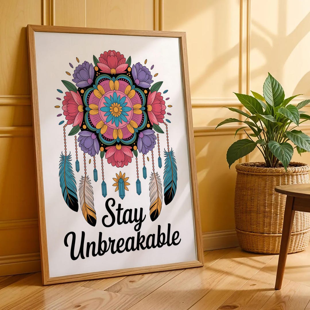 Stay Unbreakable Art Print Mandala Lotus Flower Wall Art Inspirational ...