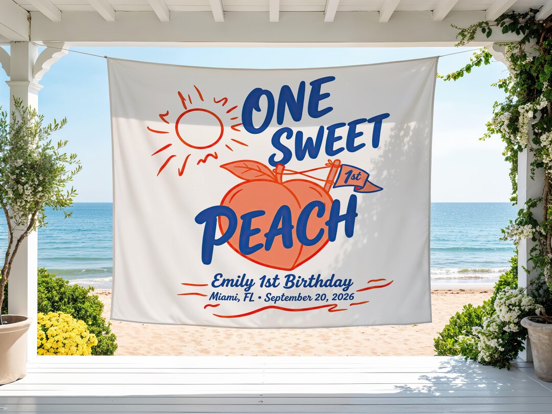 One Sweet Peach 1st Birthday Personalized Indoor Wall Tapestry Baby ...