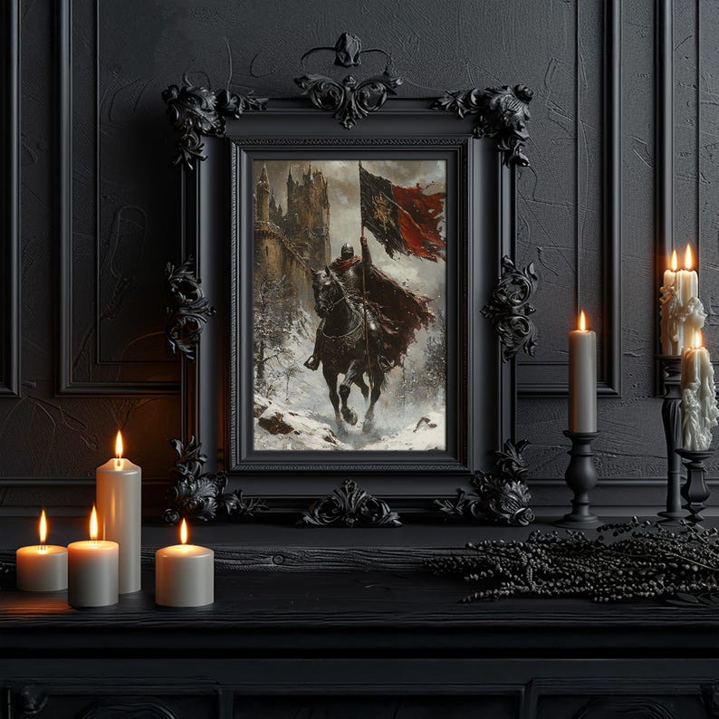 Ren Faire Knight Art | Epic Medieval Knight Artwork Riding Black Horse ...