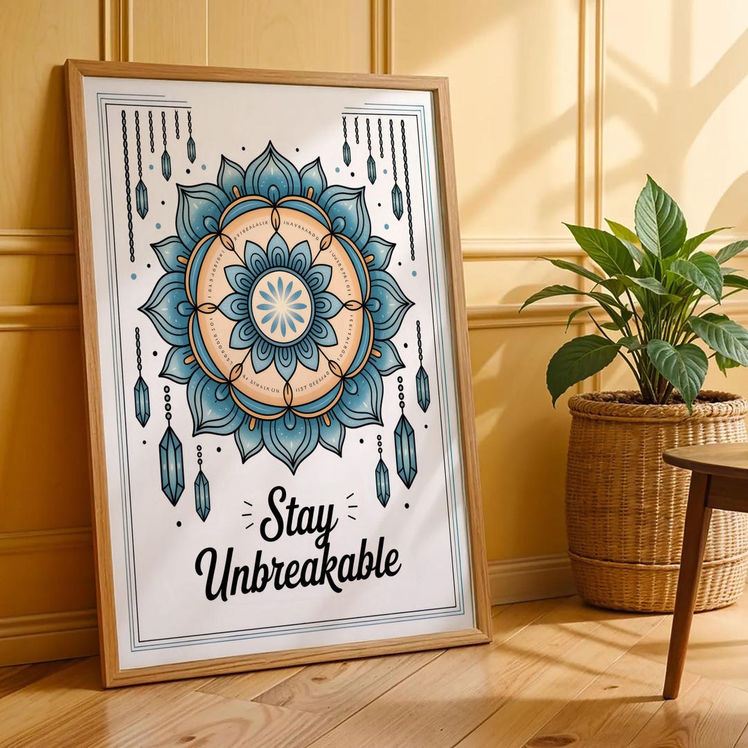Stay Unbreakable Art Print Mandala Lotus Flower Wall Art Inspirational ...