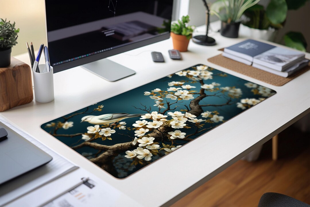 Floral Desk Mat - Vintage Cherry Blossom Desk Pad, Aesthetic Office ...