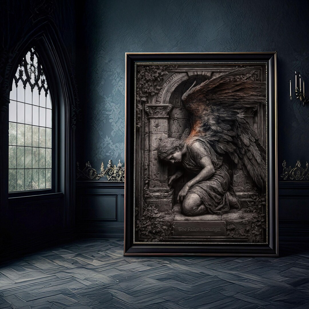 The Fallen Archangel Wall Art Poster Dark Gothic Fantasy Print Dramatic ...