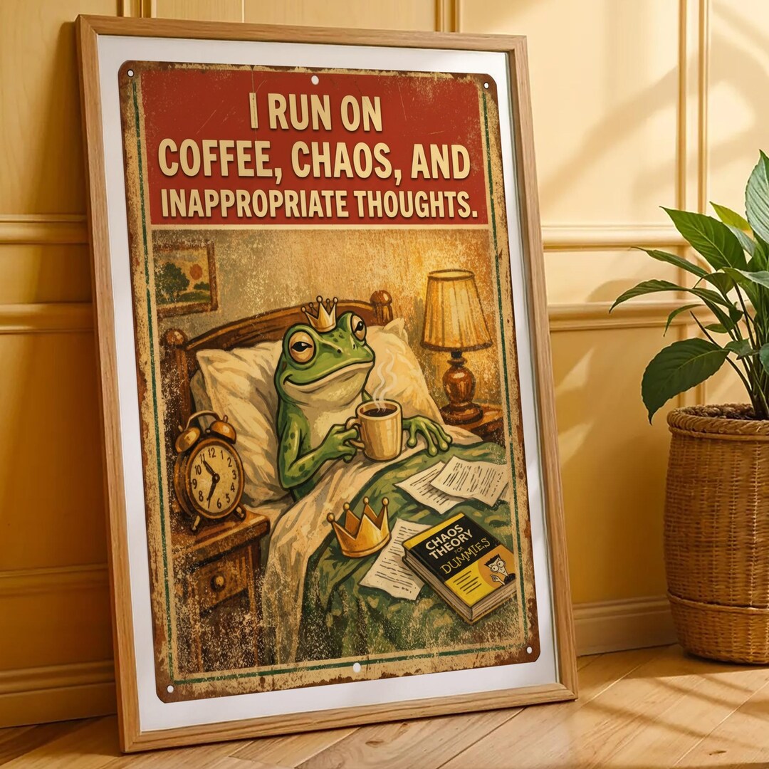Funny Frog Posters, Coffee Chaos, Inappropriate Thoughts, Novelty Home ...