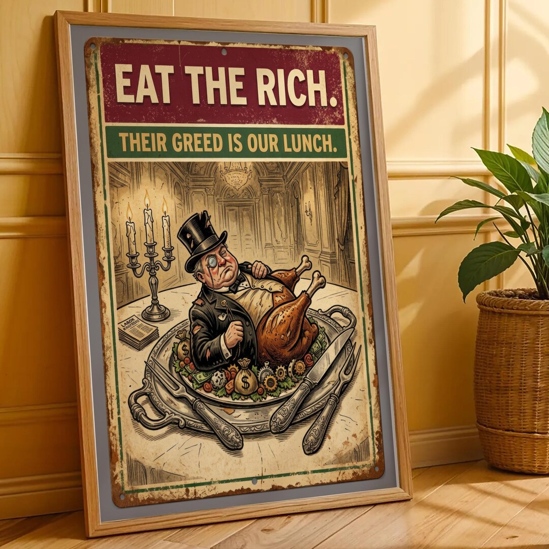 Eat the Rich Poster, Anti-capitalist Wall Art, Their Greed is Our Lunch ...