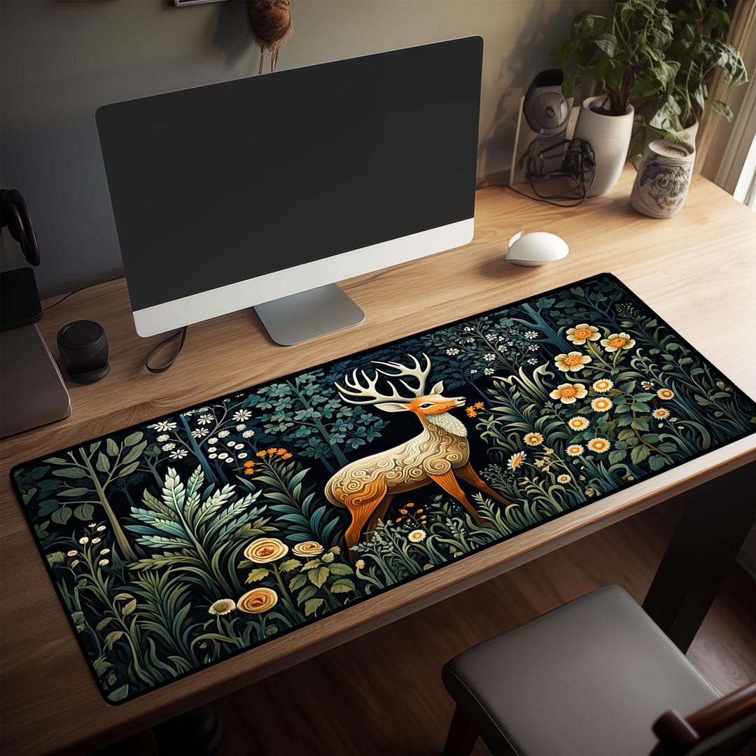 Wildlife Desk Mat, Botanical and Animal Mouse Pad, Cottagecore ...