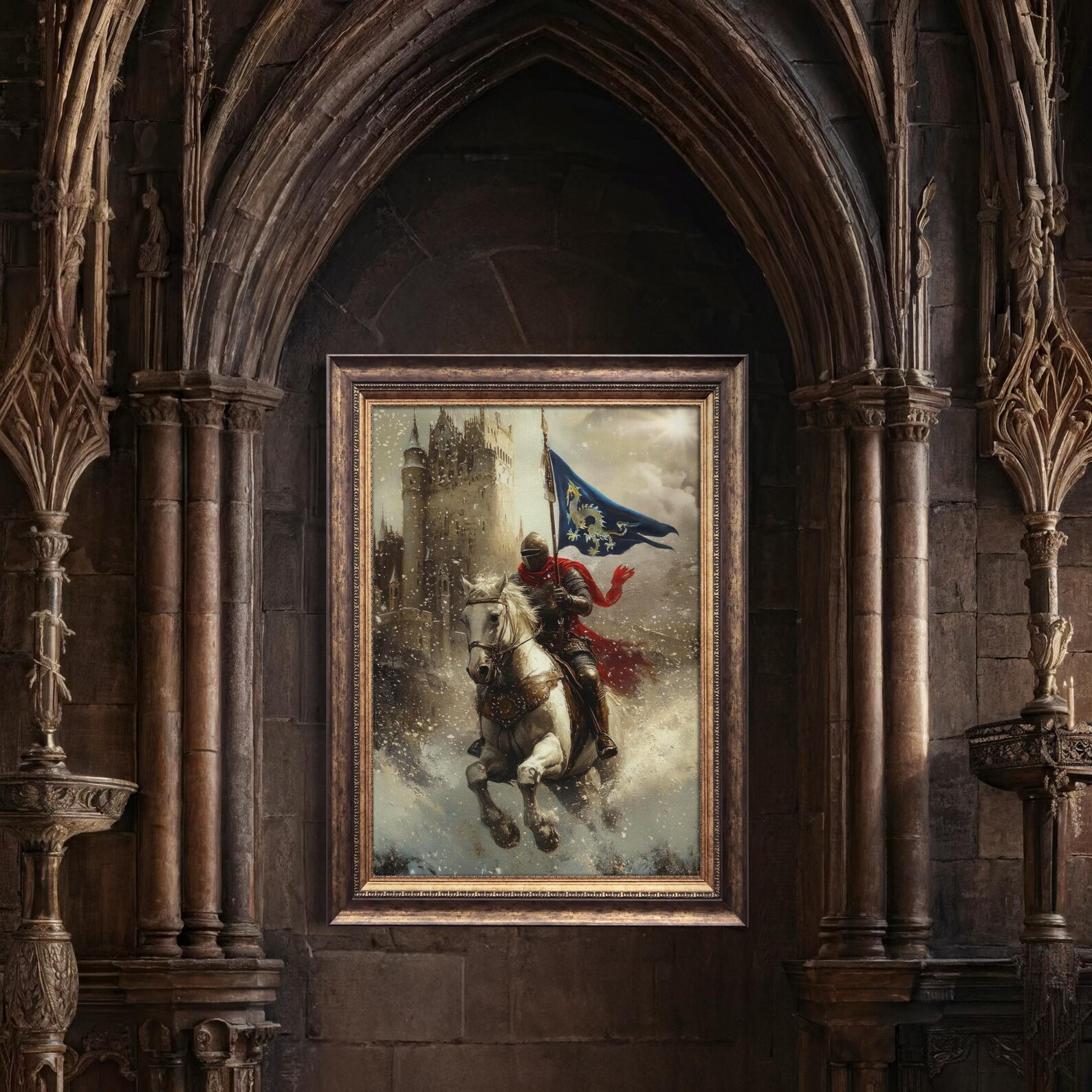 Ren Faire Knight Art | Epic Medieval Knight Artwork Riding Black Horse ...