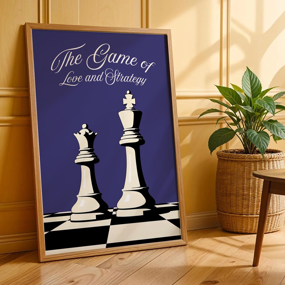 Chess Romantic Poster the Game of Love & Strategy Wall Art King and ...