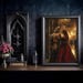 Golden Ballroom Knight and Lady in Red Dress Romantic Medieval Fantasy ...