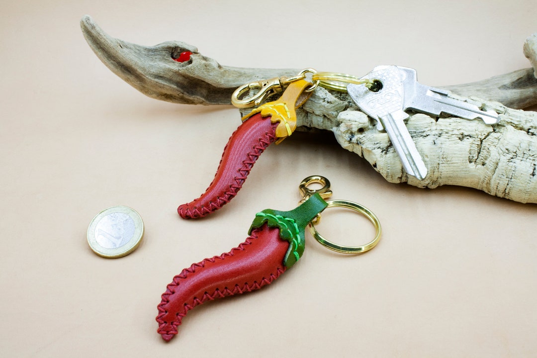 Cornetto / Chili Pepper Keychain Lucky Charm in Real Italian Leather ...