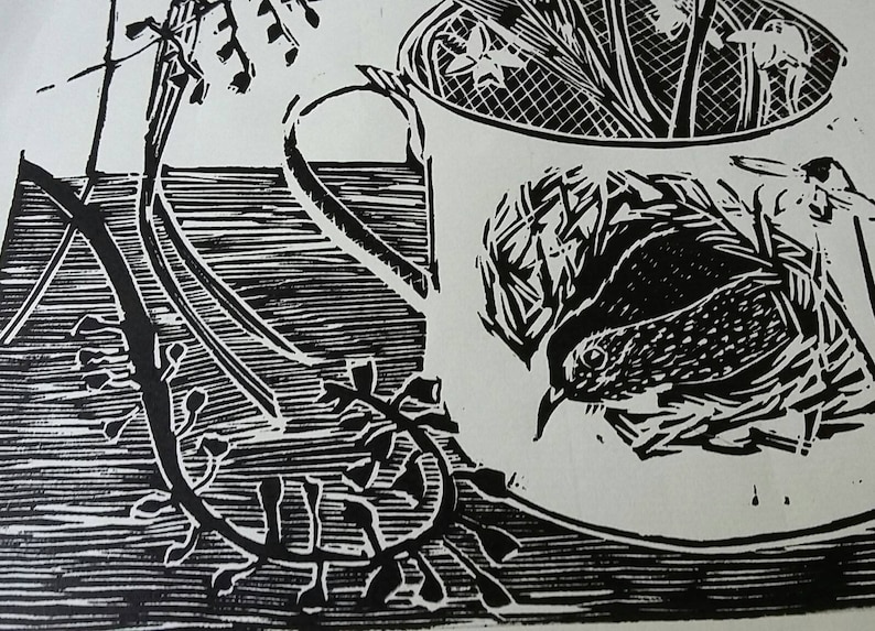 Still Life With Wren Mug ,grape Hyacinths and Poppy Seed Heads - Etsy