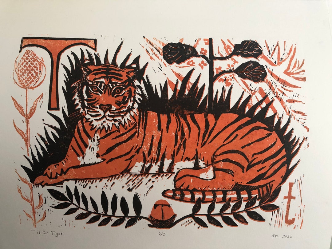 T is for Tiger Size Fits in a A3 Frame Image Size A4 - Etsy