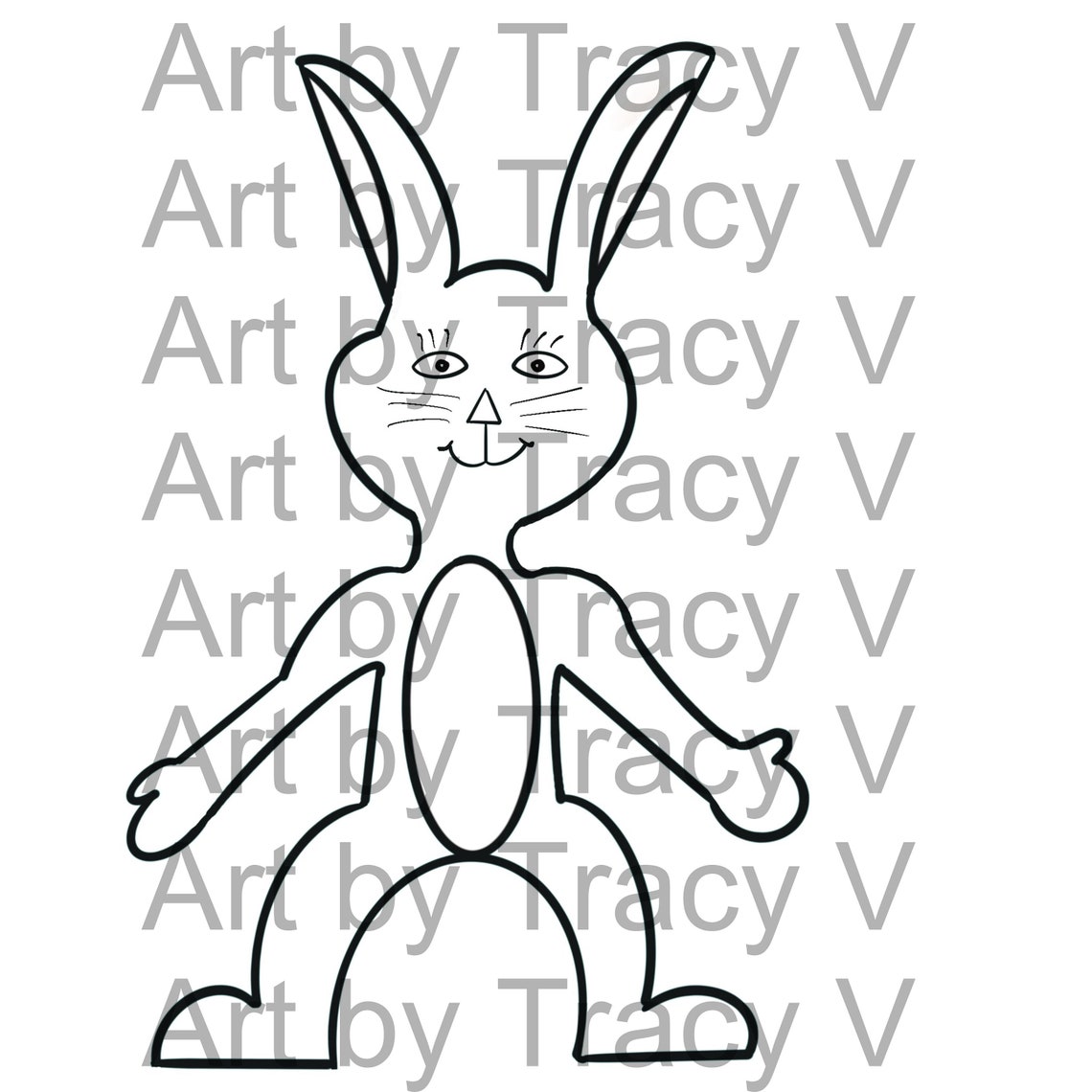 Bunny Coloring Page: Printable Rabbit Art (digital Download) - Etsy