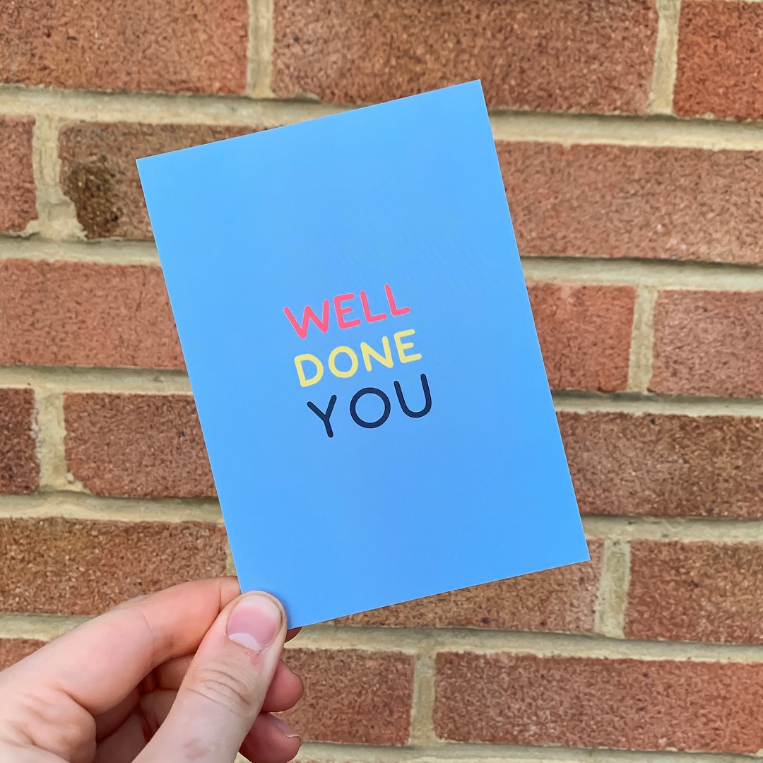 Well Done You Postcard, Well Done Mini Print, Congratulations Postcard ...