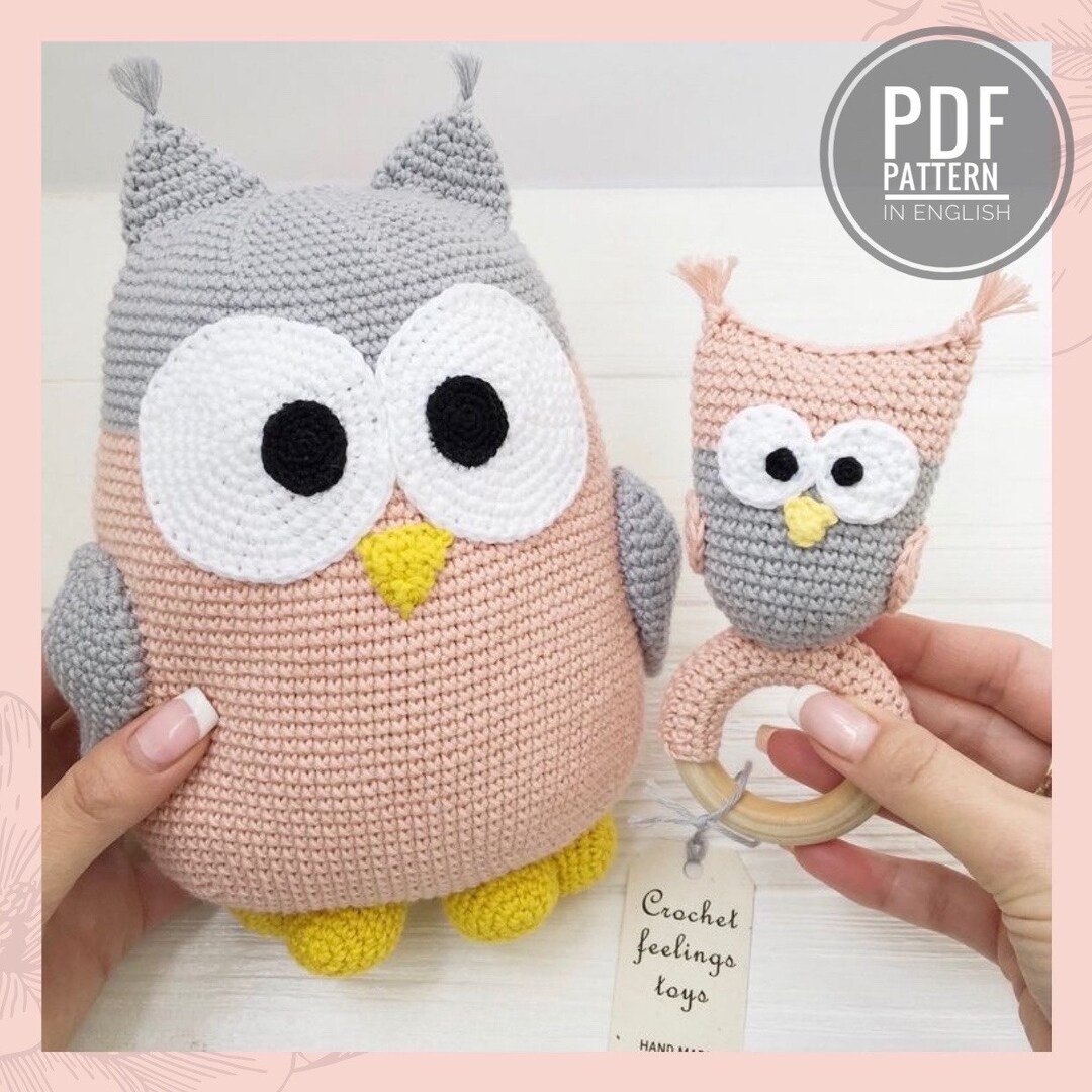 Owl Crochet Pattern Baby Rattle Owl Toy Amigurumi Pattern Crochet Owl ...