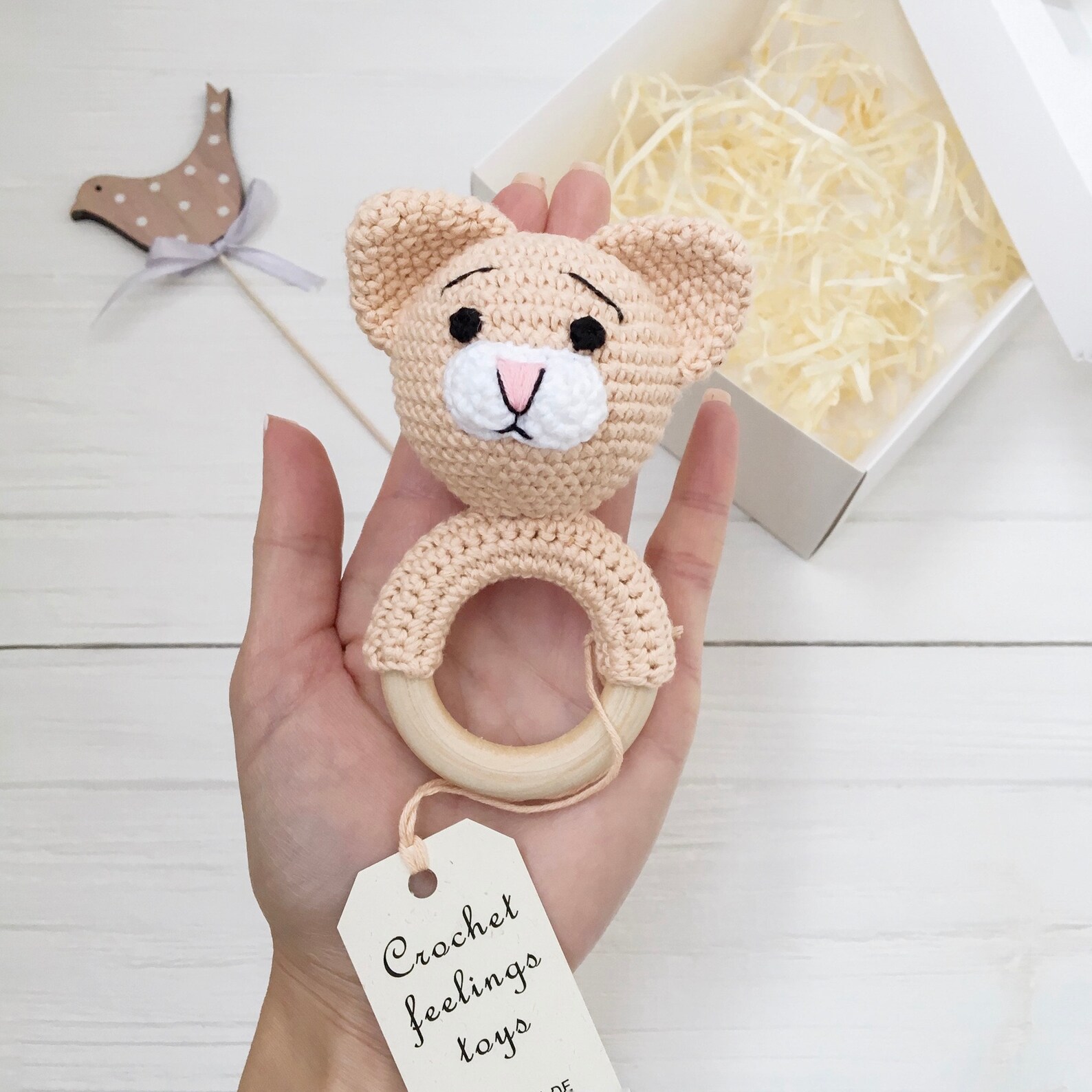 Crochet cat Baby rattle with name Amigurumi cat Baby gift cat | Etsy