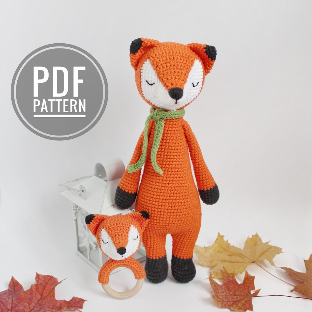 Fox Crochet Pattern Amigurumi Fox Pattern Baby Rattle Toy Fox Plush ...