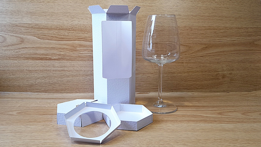 Presentation Box SVG for a Medium Wine Glass, Wine Glass Box SVG, Gift ...
