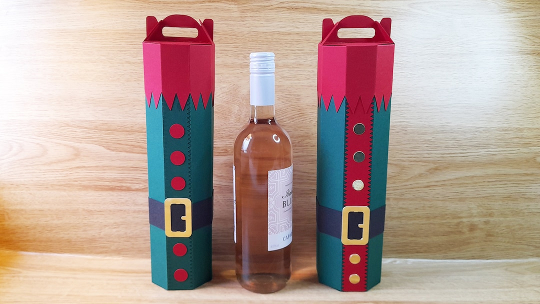 SVG File to Cut an Elf-themed Bottle Box for a 750ml Wine Bottle ...