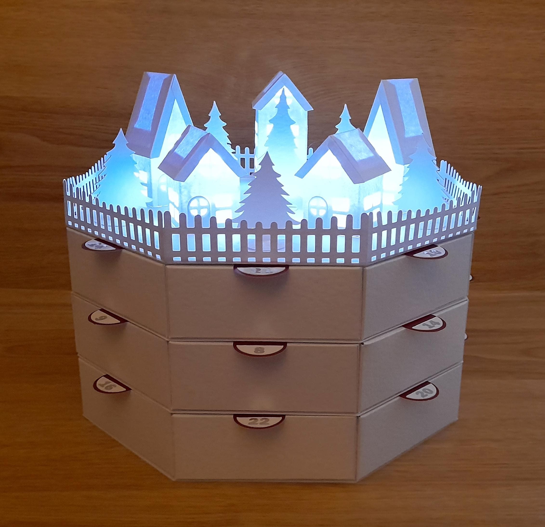 Printable Advent Calendar With 24 Drawers & Christmas Village in PDF ...