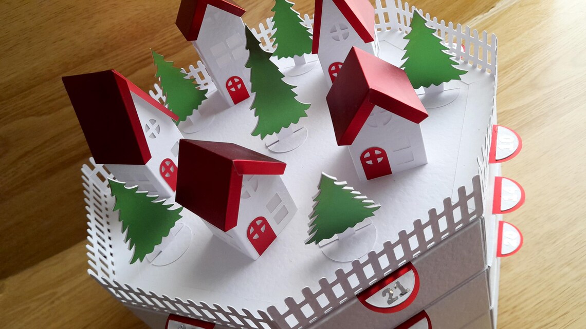 Printable Advent Calendar With 24 Drawers & Christmas Village in PDF ...